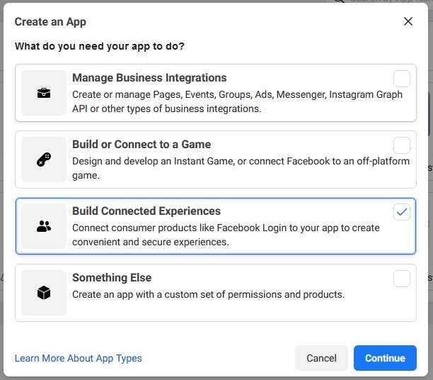 Continue with Facebook button
