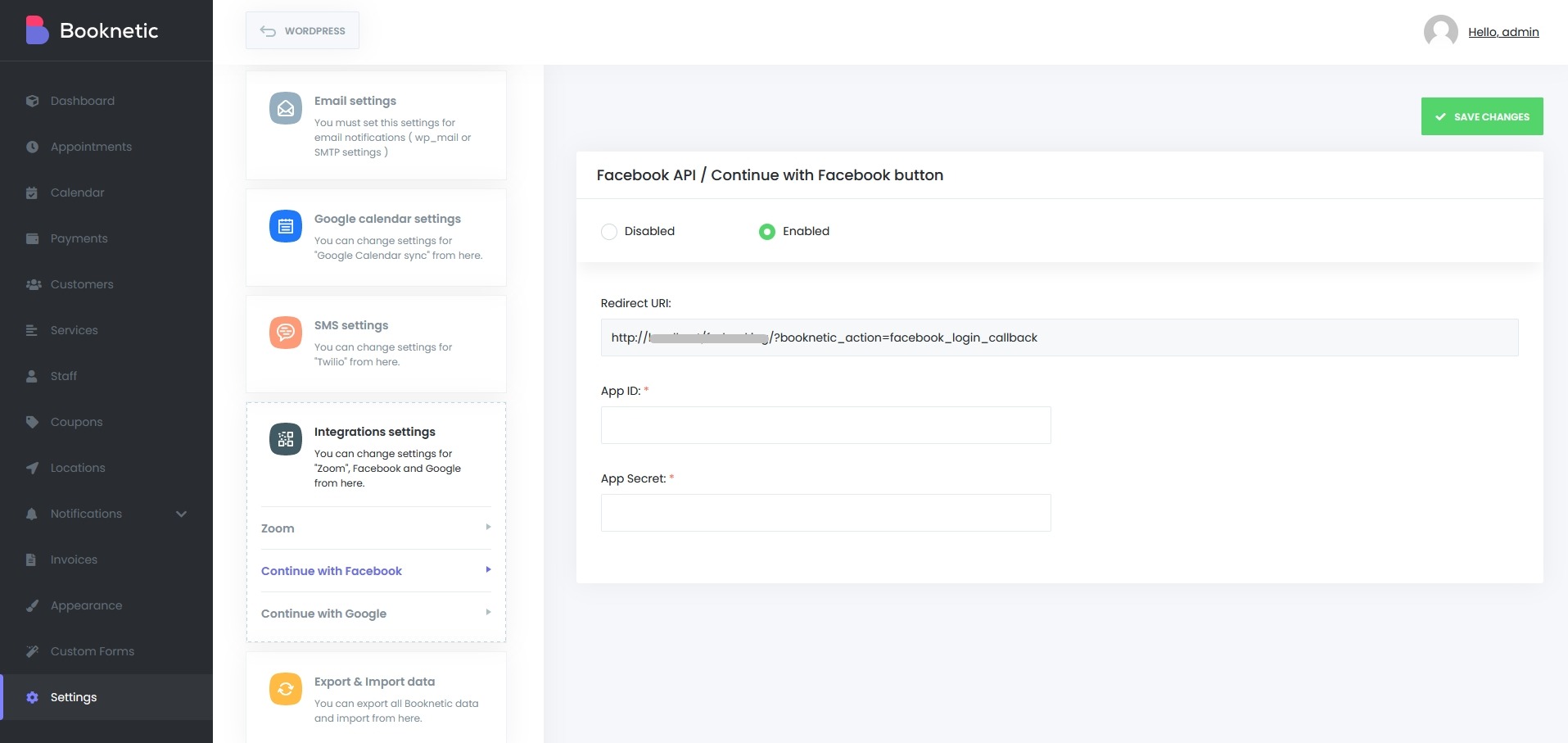 Continue with Facebook button