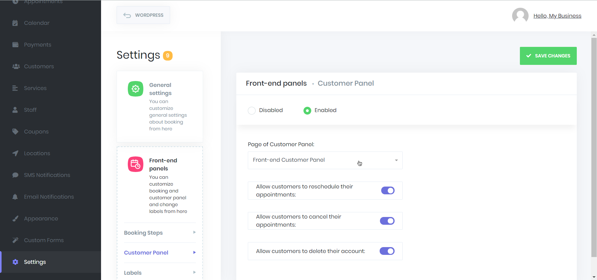 Front-end Customer Panel - Booknetic