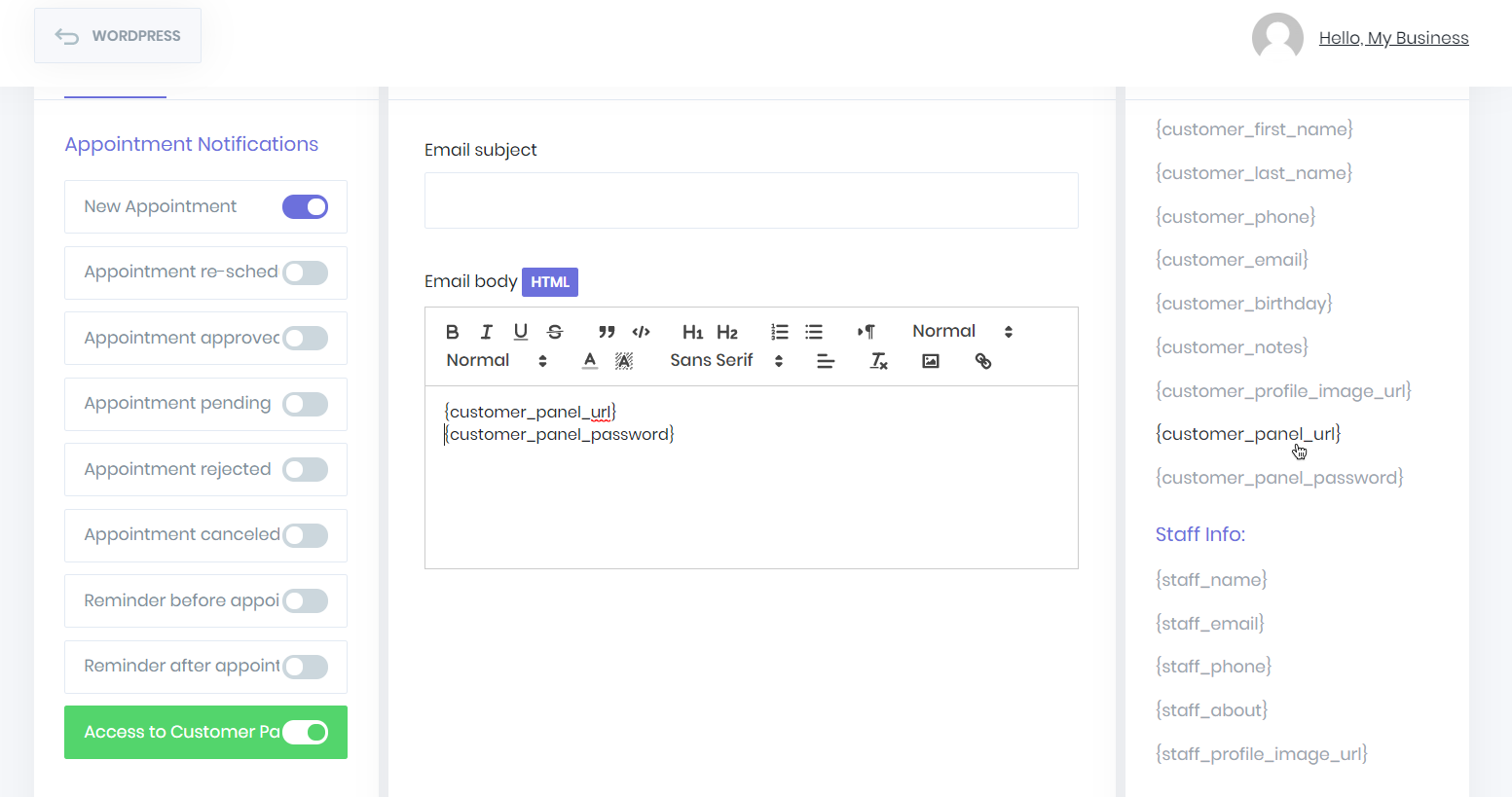 Front-end Customer Panel - Booknetic