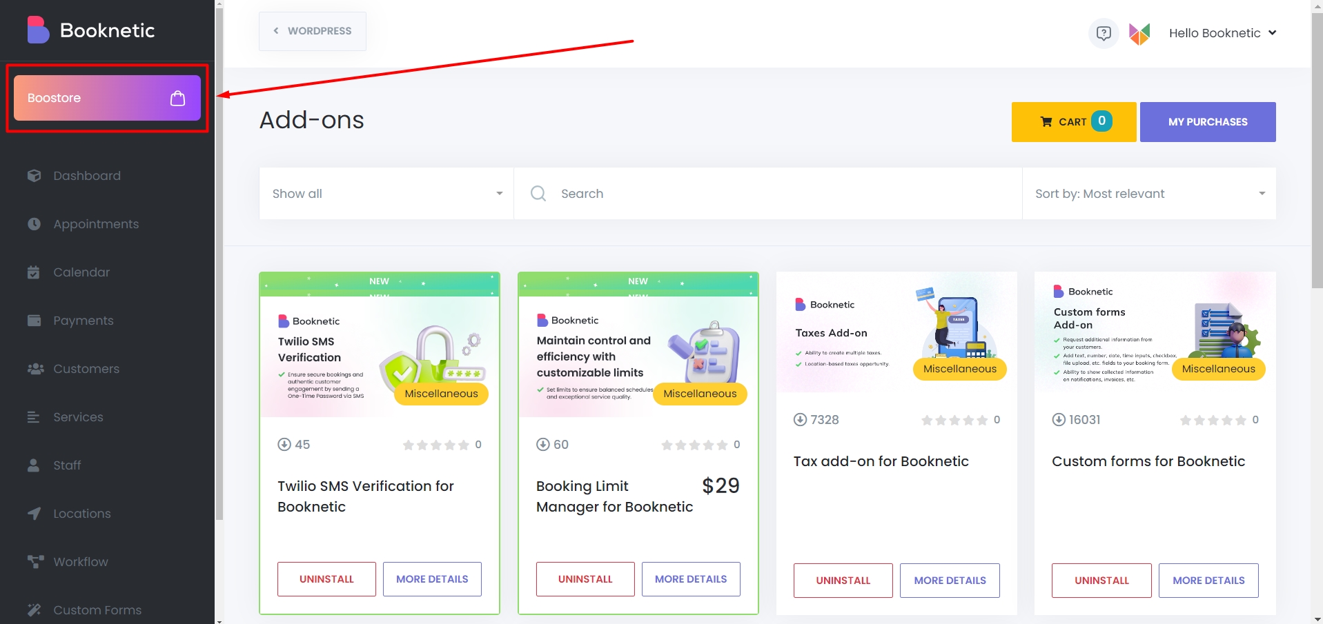 Boostore for Booknetic